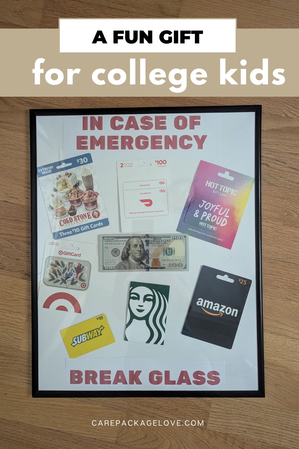 In Case of Emergency Gift Card Frame Tutorial